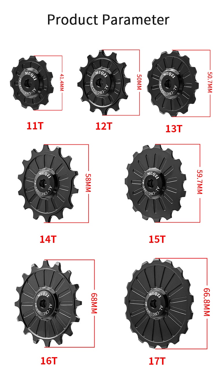 MUQZI 11/12/13/14/15/16/17T Rear Derailleur Jockey Wheel RD Ceramic Bearing Pulley Guide Wheel ...