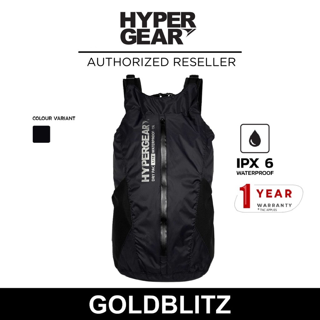 Hypergear Dry Pac Lite 15L Black (Backpack | Washable | Lightweight ...