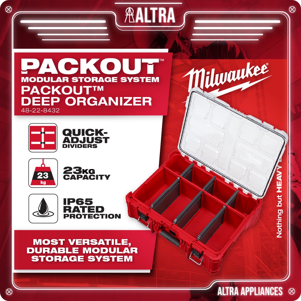 Milwaukee PACKOUT Deep Organiser / New Model Packout Organiser / 48-22 ...