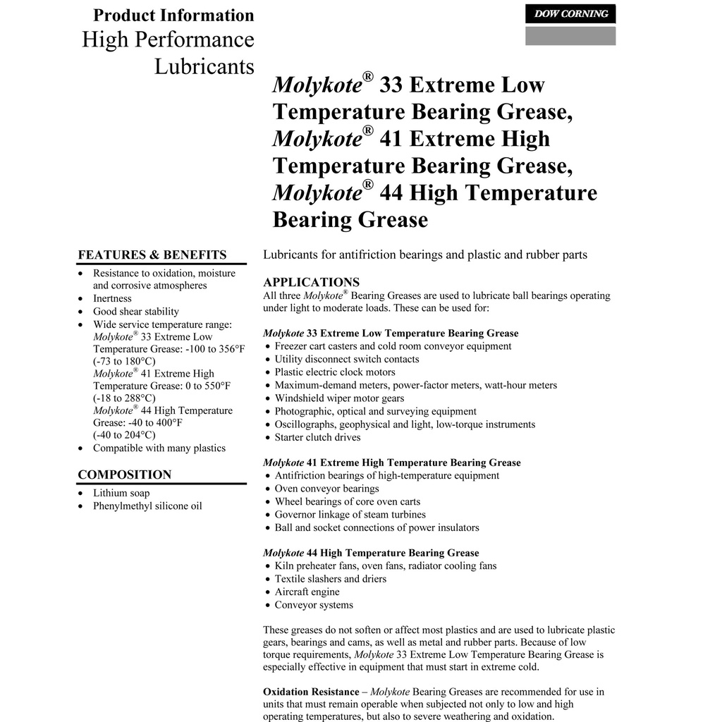 MOLYKOTE 33 Medium Extreme Low Temperature Bearing Grease 33M 1kg by ...