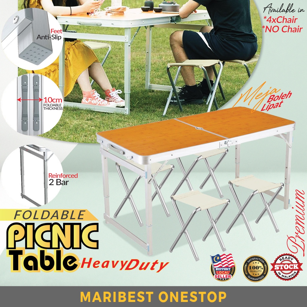 120 x 60CM Heavy Duty Foldable Picnic Table Folding Camping Outdoor ...