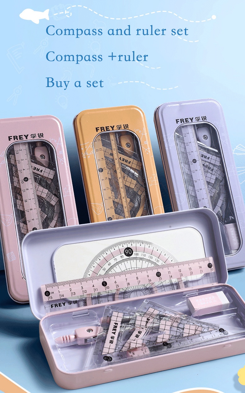 7PCS Compass Ruler Set Ruler Triangle Ruler School Supplies Practical ...