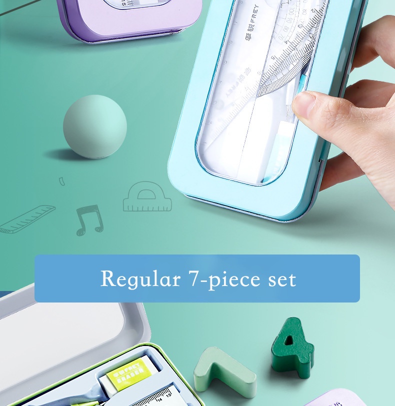 7PCS Compass Ruler Set Ruler Triangle Ruler School Supplies Practical ...