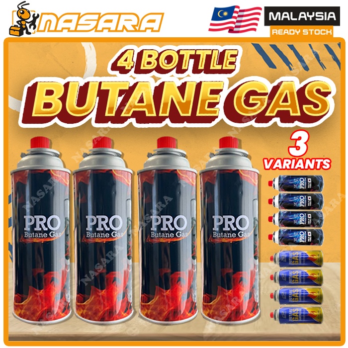 Nasara 4 Bottles Liquefied Butane Gas Cartridge Portable Gas Stove ...