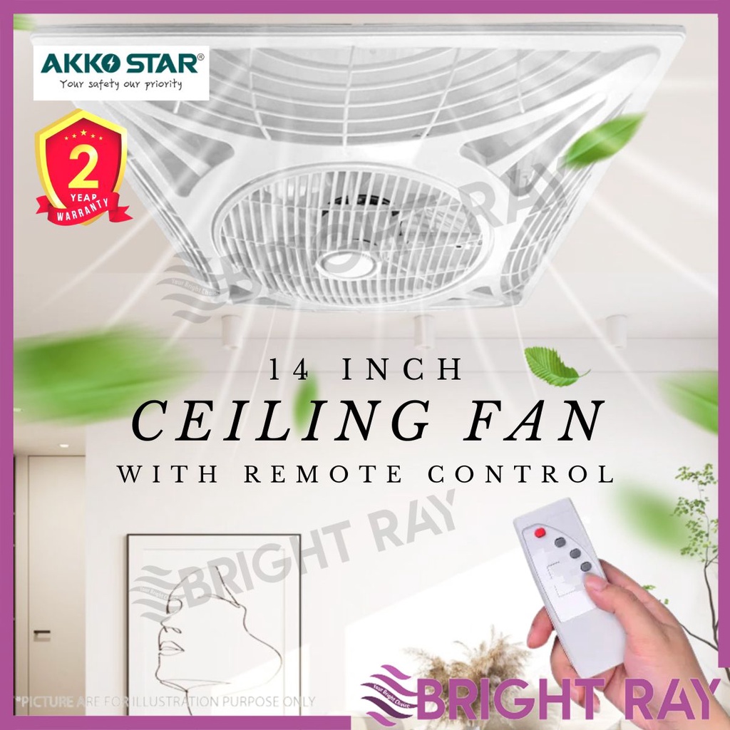 AKKO STAR 14" Ceiling Fan Recessed Mounted Surface Mounted 360 degree ...