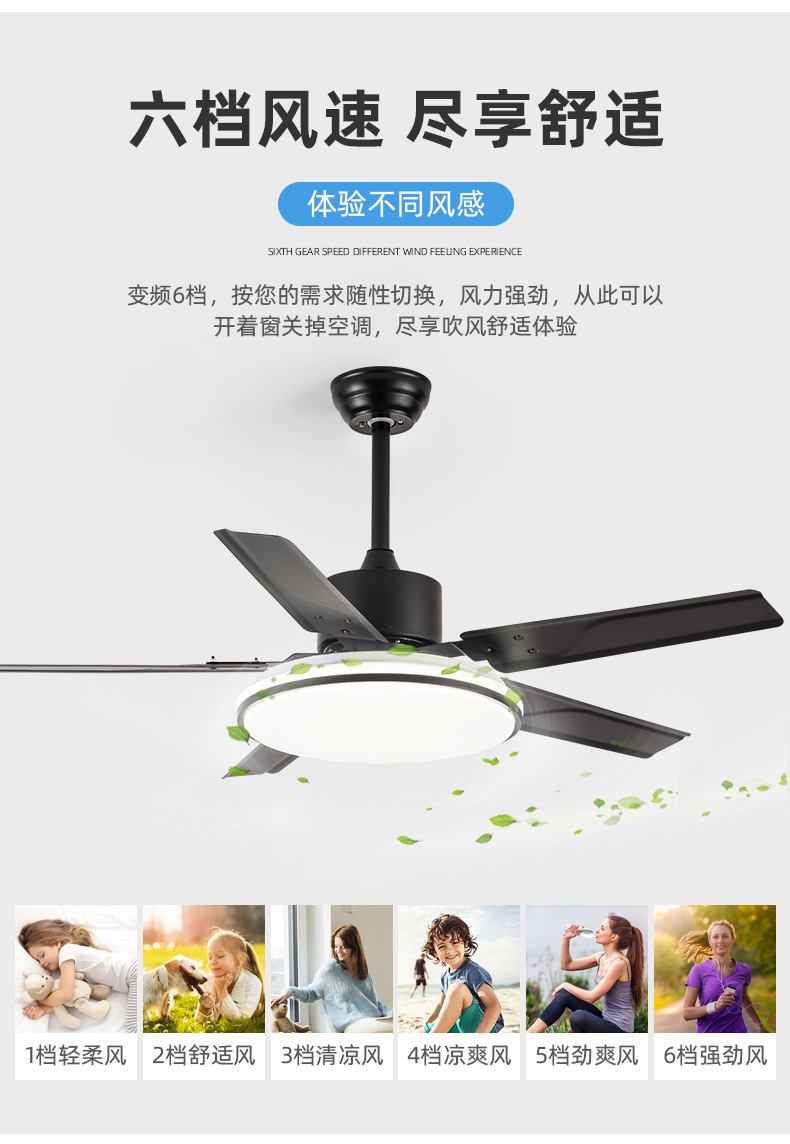 Ceiling Fan With Light 48inch DC Nordic Style Remote Control Cooling ...