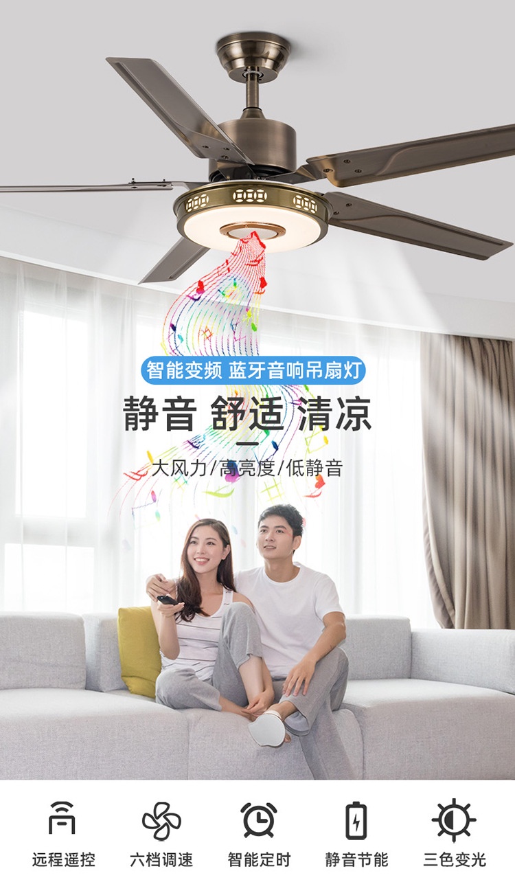 Ceiling Fan With Light 48inch DC Nordic Style Remote Control Cooling ...