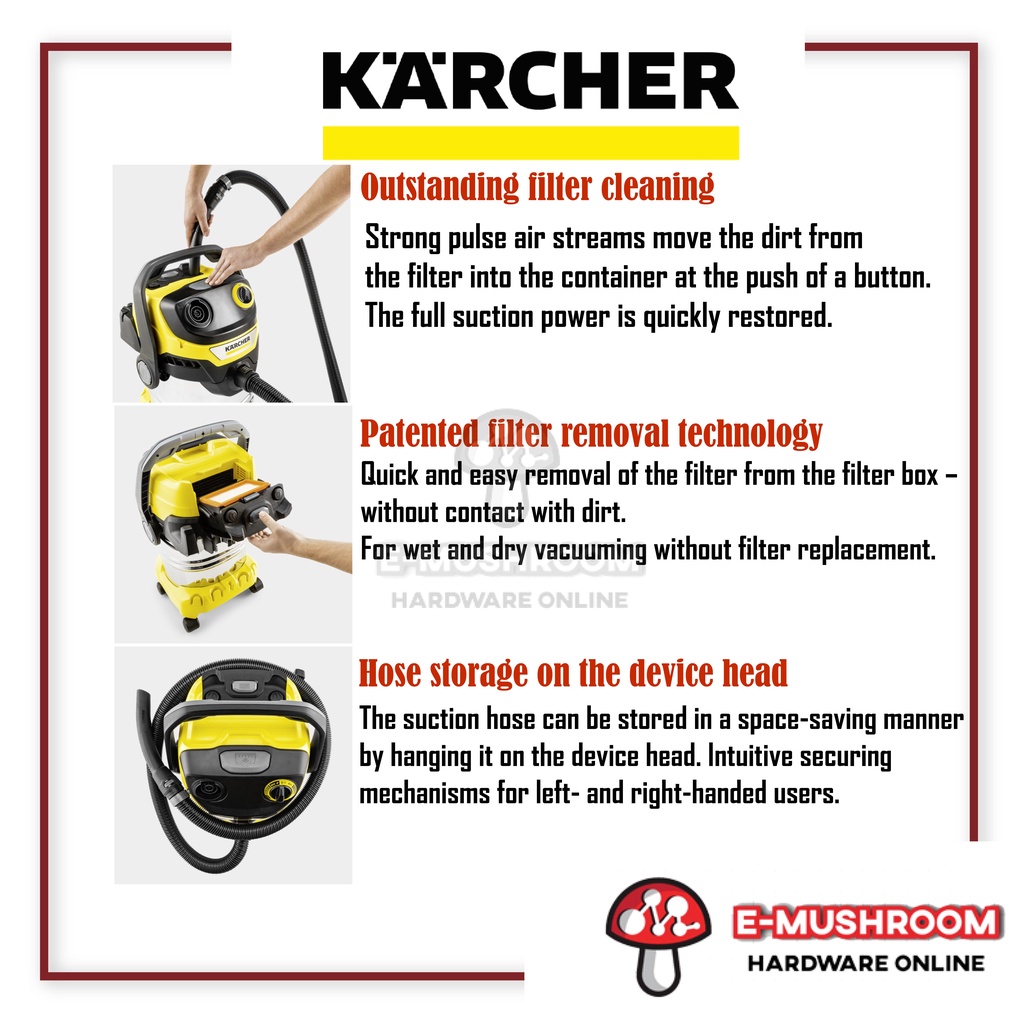 Karcher WD5 S Premium Wet & Dry Vacuum Cleaner WD5S V-25/5/22 1.628-350 ...