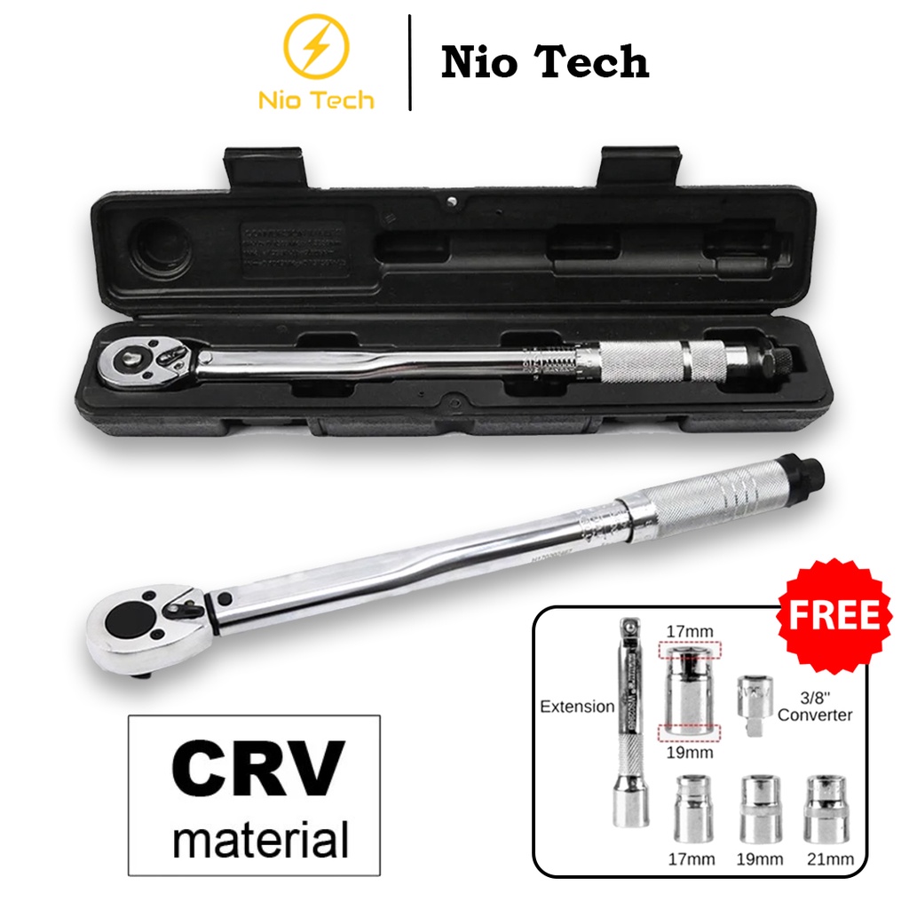 NioTech 1/2'' Driver Click Adjustable Micrometer Torque Wrench Spanar ...
