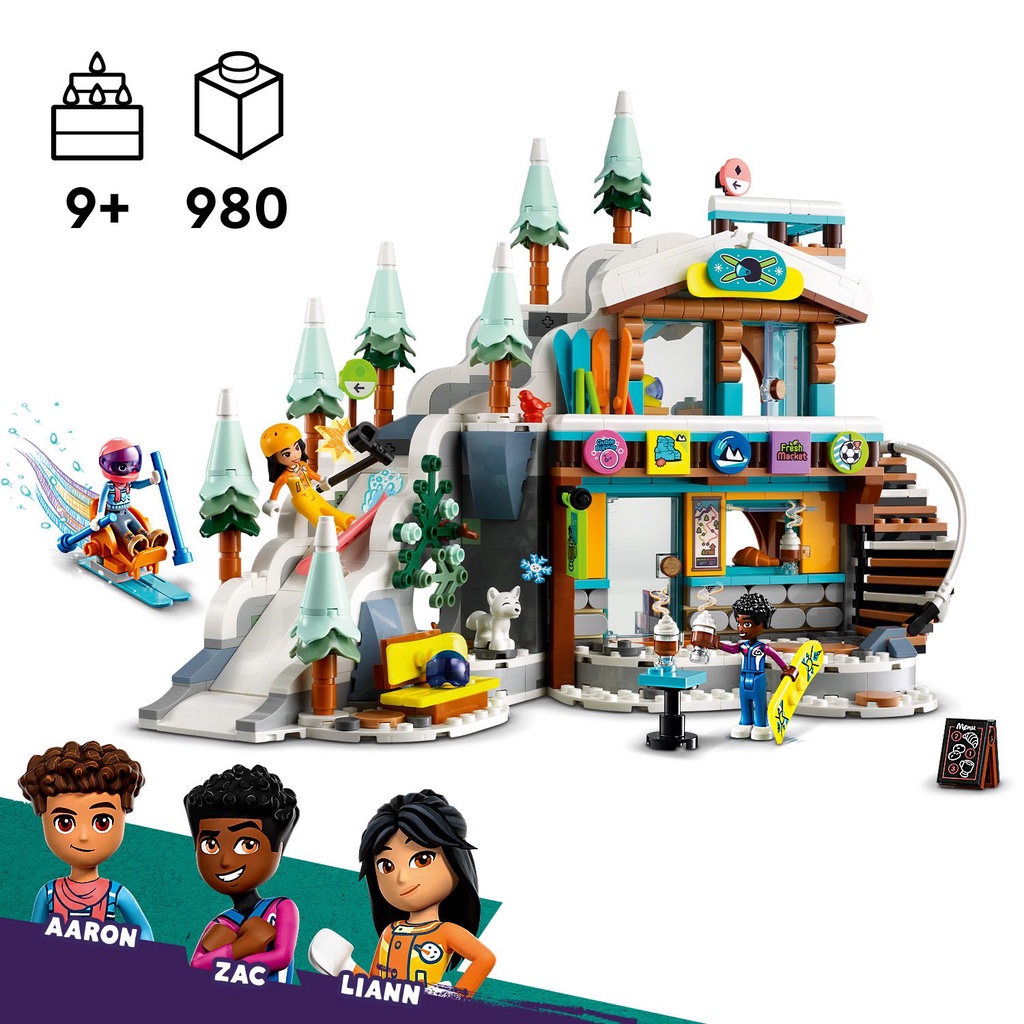 LEGO 41756 Friends Holiday Ski Slope and Cafe Building Toy Set (980 ...
