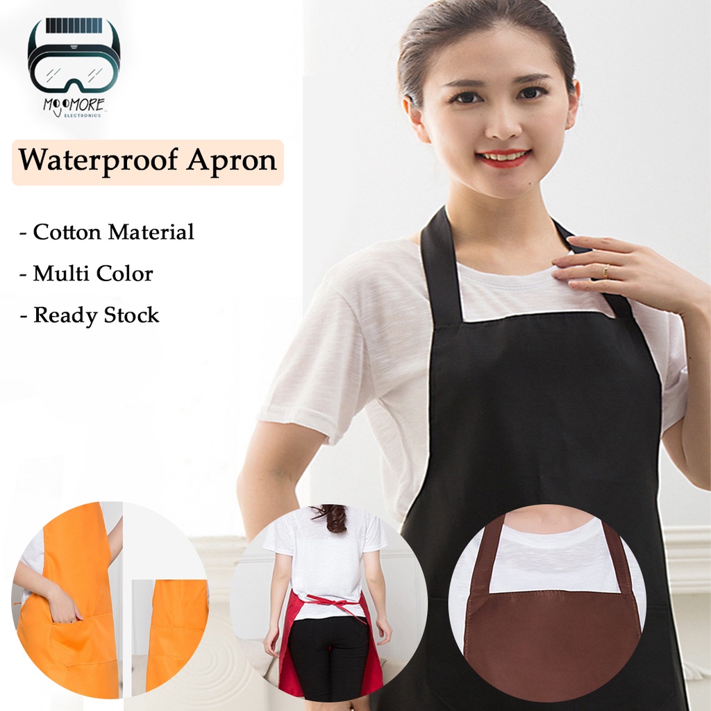 Oil Proof Hang Neck Apron with 2 Pocket/Kitchen Apron/Apron Murah/ Chef ...