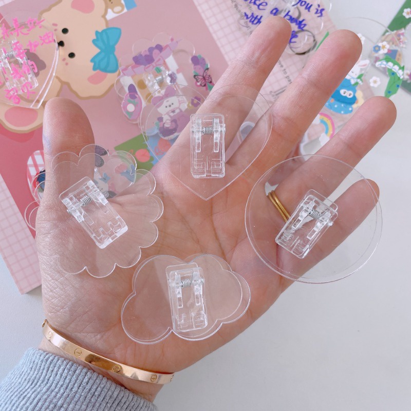 Transparent Double Side Adhesive Spring Clip / Plastic ID Badge Fixed ...