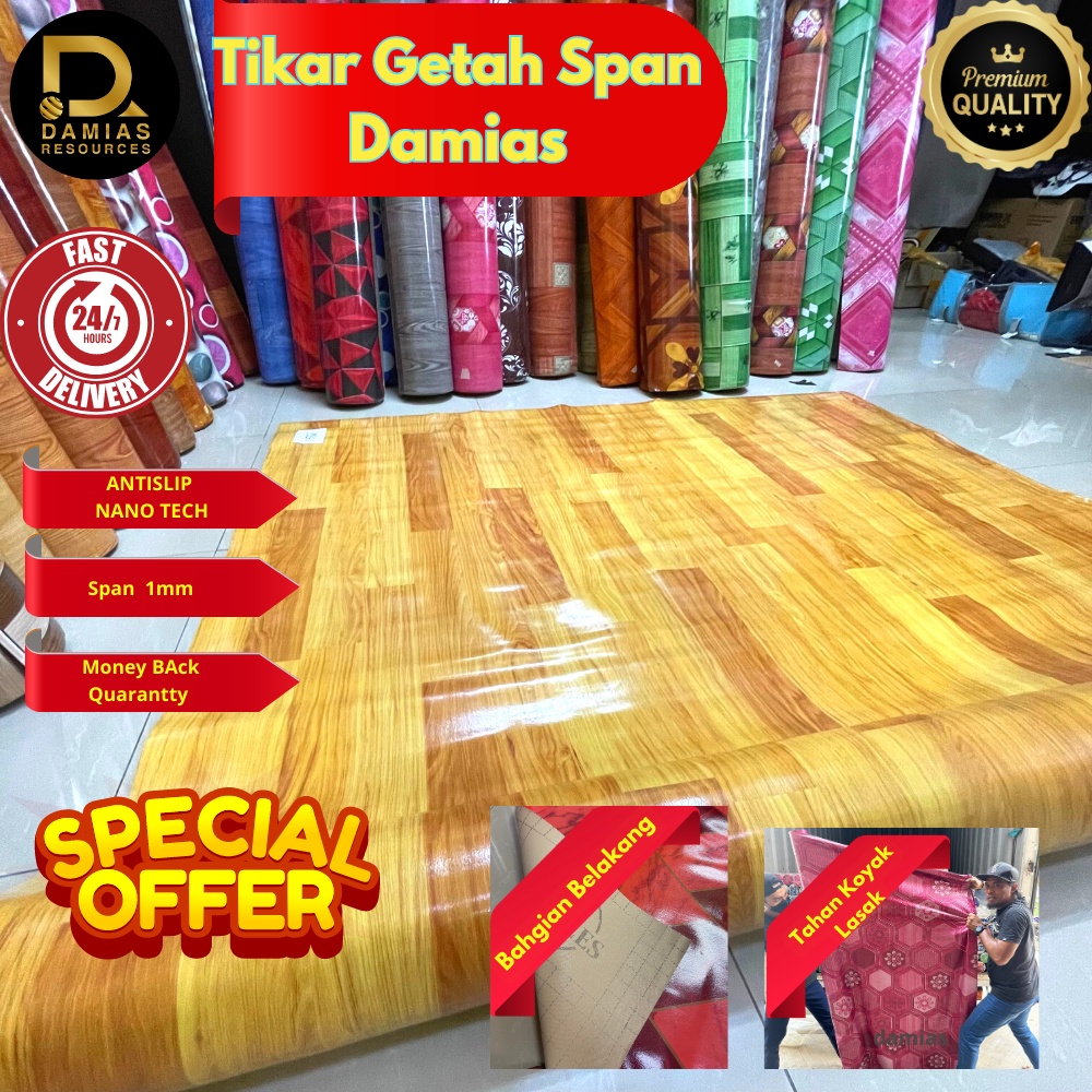 Tikar Getah Span (Size 1 Meter X 1.83 Meter Tebal 1mm) Span Rubber Mat ...