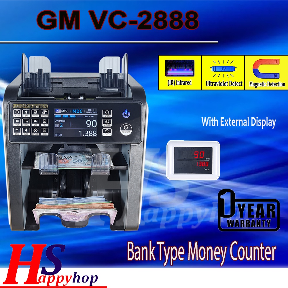 Geomaster Multi Currency Value Counter VC-2888 Dual Cis Bill Counter Money Counter Cash Counting ...