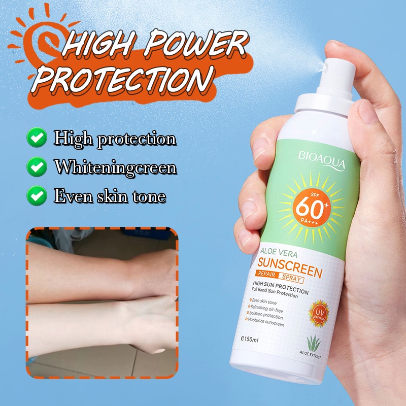 BIOAQUA SPF60+ PA+++ Aloe Vera Sunscreen Repair Spray Refreshing High ...
