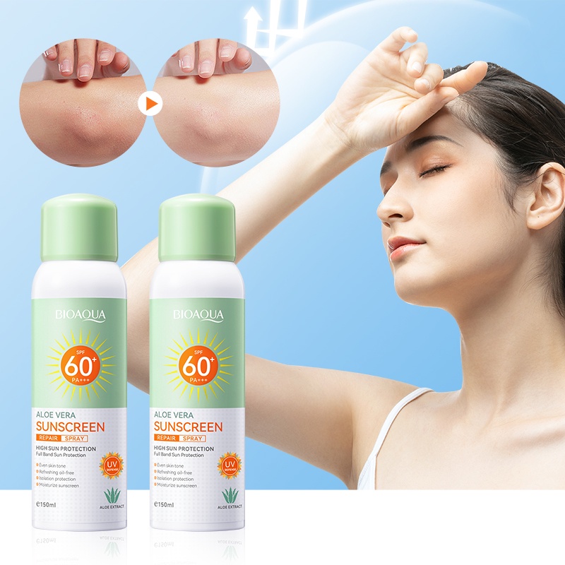 BIOAQUA SPF60+ PA+++ Aloe Vera Sunscreen Repair Spray Refreshing High ...