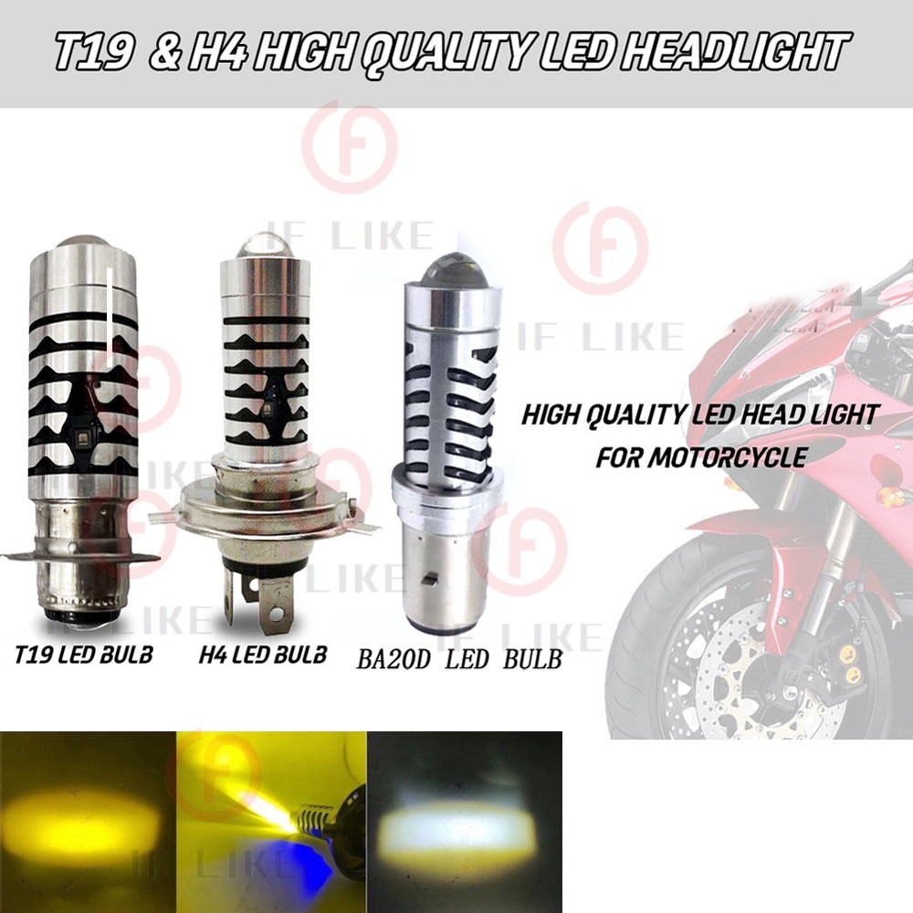 Motorcycle Mini Driving Headlight T19 H4 H6 BA20D LED Headlight With Blue Parklight Universal ...