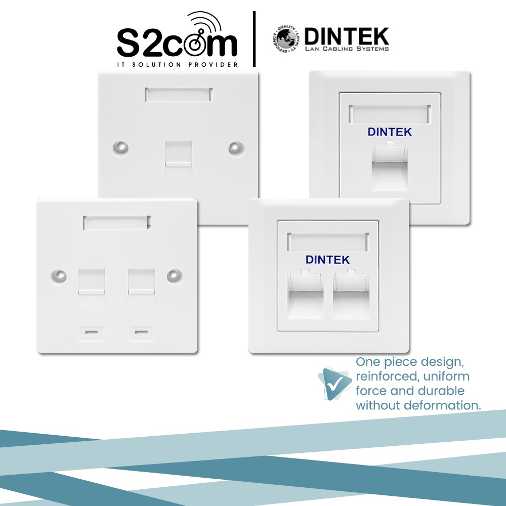 Dintek RJ45 Network Flat & Degree Faceplate with Shutter | Shopee Malaysia