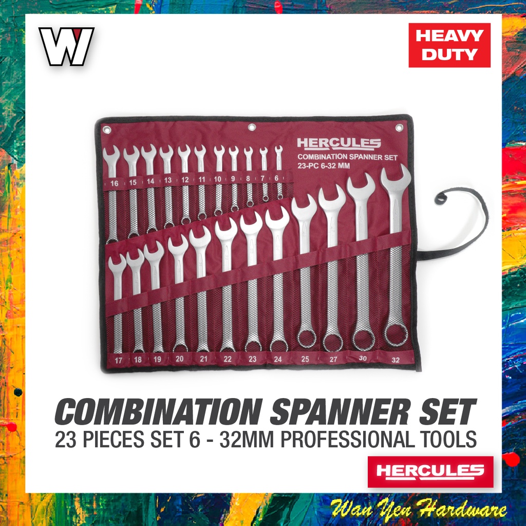 [CR-V Chromium-vanadium] 23pcs Hercules Combination Spanner Set ...
