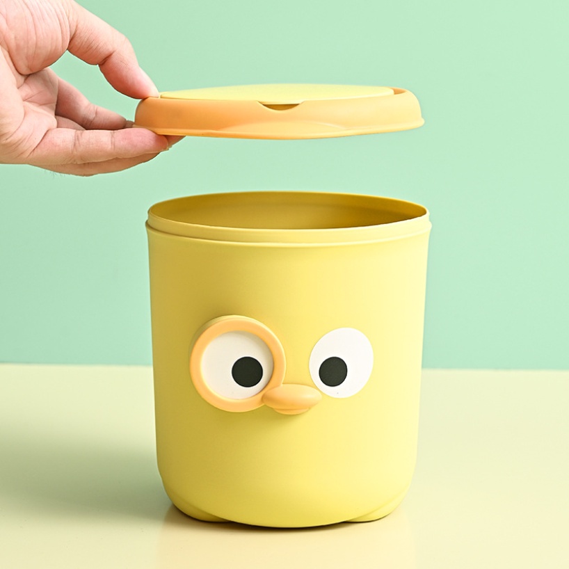 2.2L Cartoon Desktop Trash Can Mini Cute Rubbish Bin With Press Lid ...