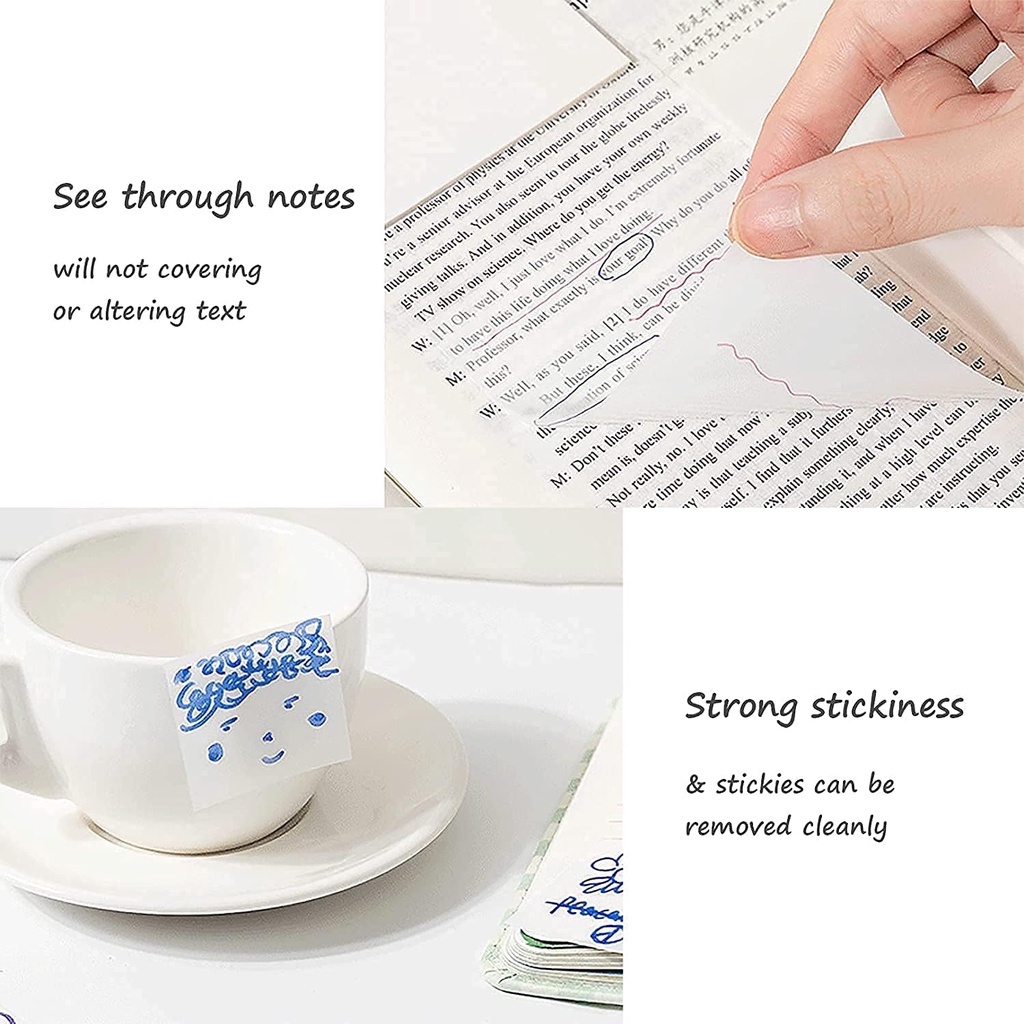 50 Sheets Transparent Sticky Notes Clear Waterproof Memo Pad Waterproof ...