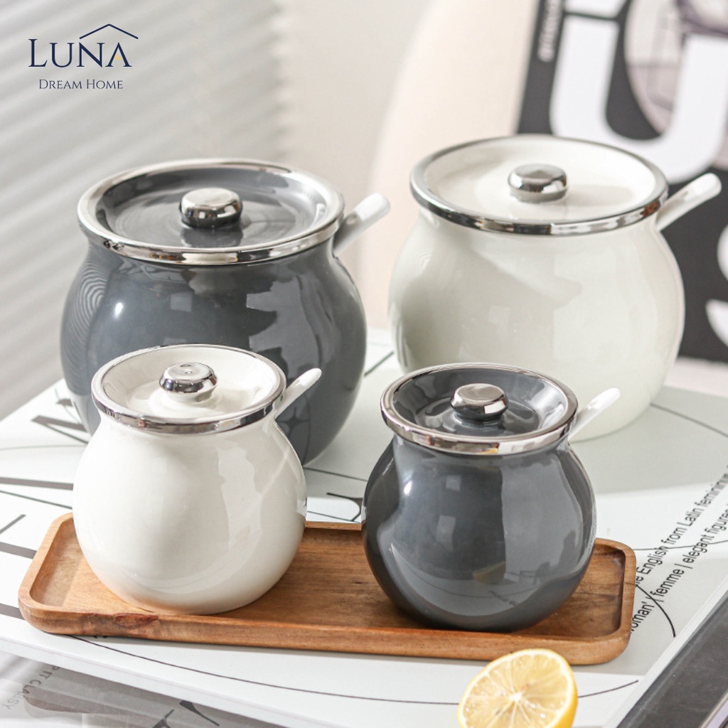 LUNA[Dolly Spice Jar] Minimalist Ceramic Oil Container Condiment Bottle ...