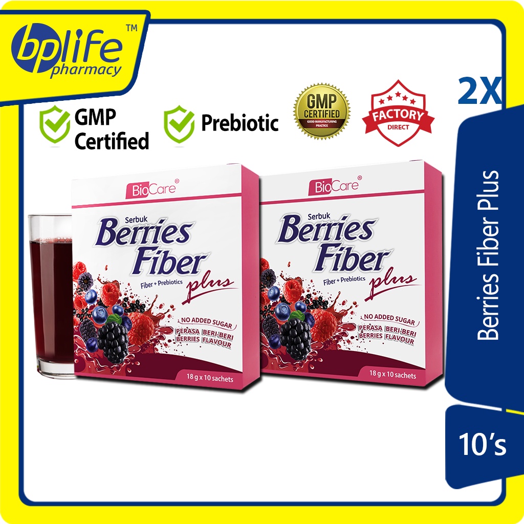 Biocare Berries Fiber Plus Detox Prebiotic 18g ( 2X 10 Sachets ...