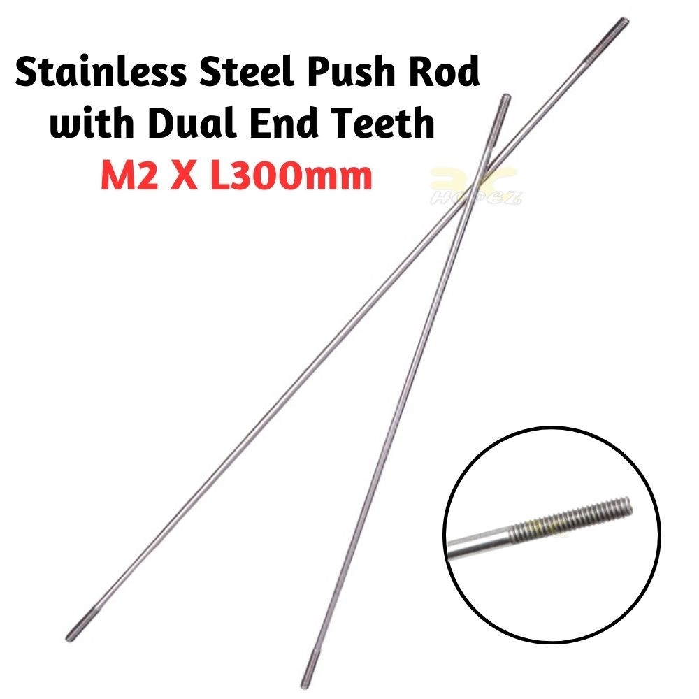 Stainless Steel Push Rod with Dual End Teeth M2 X L300mm for Servos ...