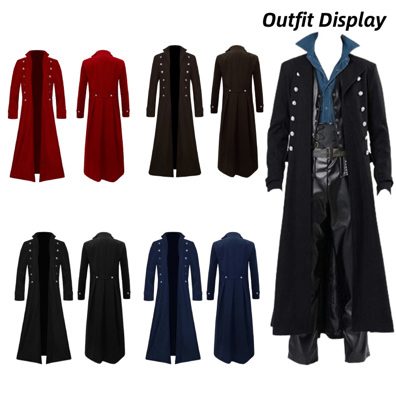 Stylish Men's Steampunk Retro Jacket Gothic Victorian Frog Coat ...