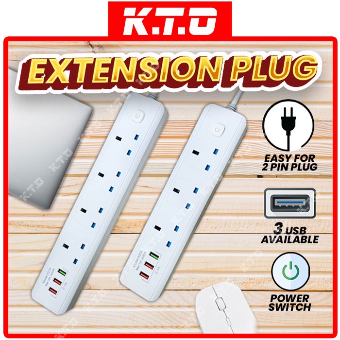 Multi Extension Cord Board with USB ports Universal Sockets Charging ...
