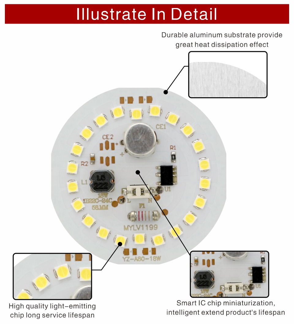 Got Liang LED Chip for Light Bulb 5W 7W 9W 12W 15W 18W 2835SMD DOB ...