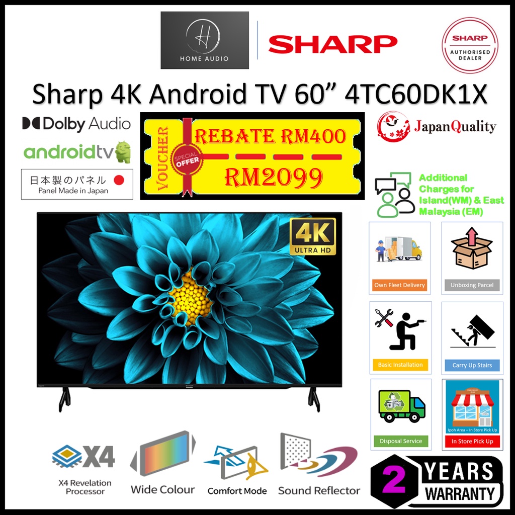 Sharp TV 60 Inch 4K HDR UHD Android TV - 4TC60DK1X | Shopee Malaysia
