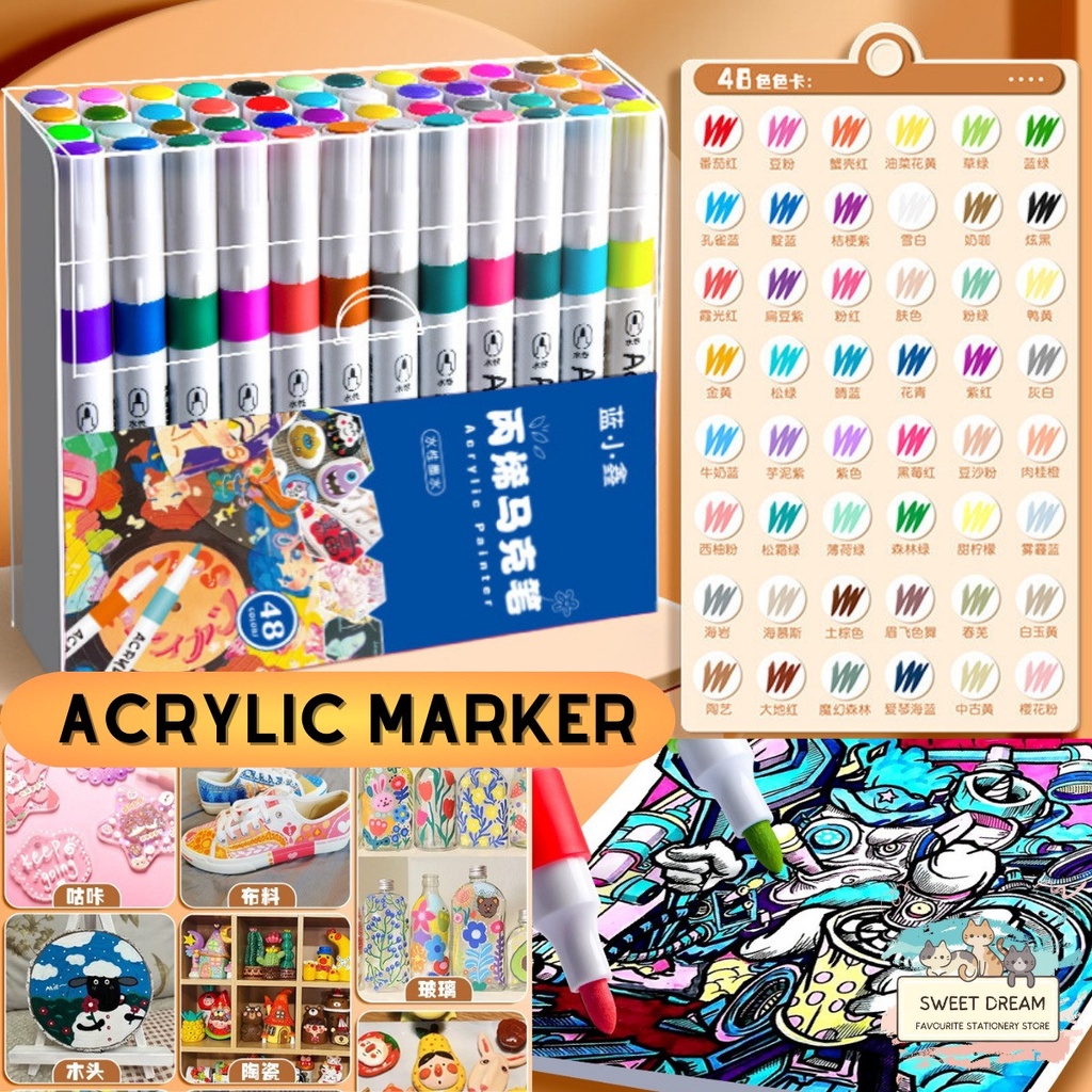 Acrylic Marker Mark Pen Soft Head Large Capacity Ink DIY Painting ...