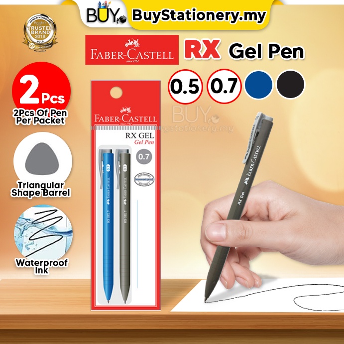2Pcs Faber Castell Pen RX Gel Pen Hitam Blue Pen Faber Castel 0.5 Pen 0 ...