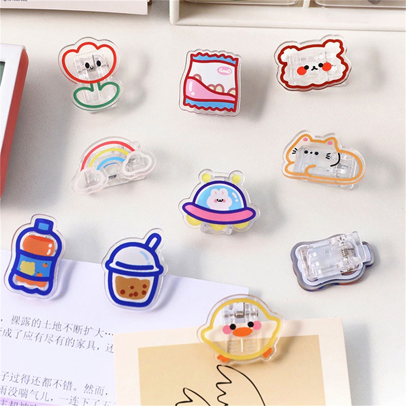 Cute Cartoon Transparent Acrylic Clip Memo Note Paper Clips Document ...