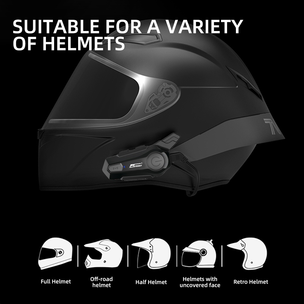 (Local Seller) Kebidumei 1000M Helmet Intercom Helmet Headset Bluetooth ...
