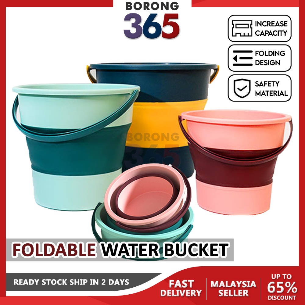 Borong365 Outdoor Travel Pail Foldable Water Bucket Baldi Air Baldi ...