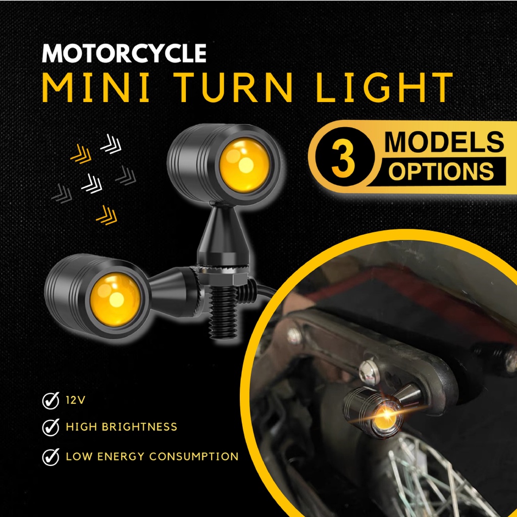 2PCS Motorcycle LED Amber Turn Signal Light Mini Indicators DRL MTL ...