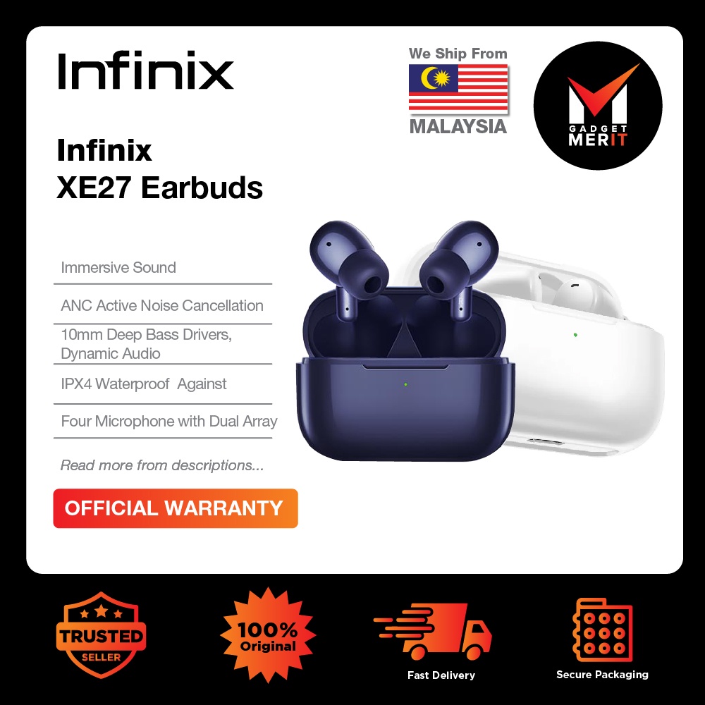 Infinix XE27 Earbuds | ANC Active Noise Cancellation | IPX4 Waterproof ...