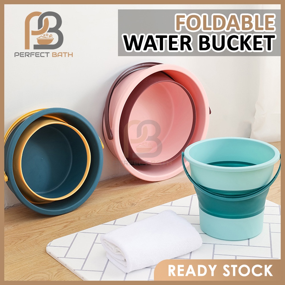 Perfect Bath Foldable Water Bucket Baldi Air Outdoor Travel Pail Tong ...