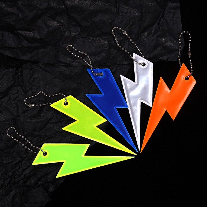 High Visibility Reflective Pendant Keychain Lightning Shape for Bags ...