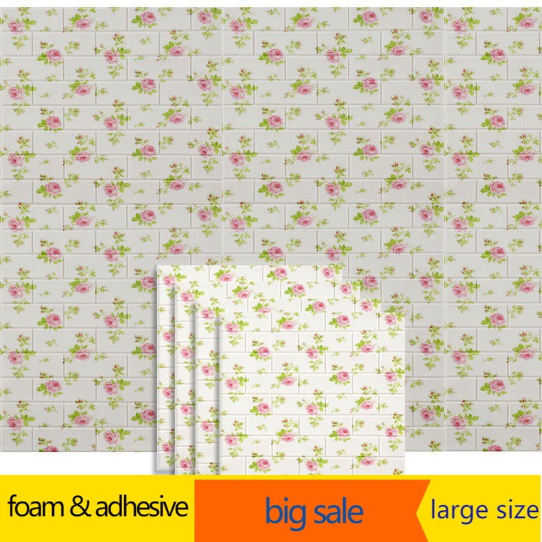 wallpapers Adhesive Wall Paper Foam 3D Dinding Wallpaper Brick Stickers ...