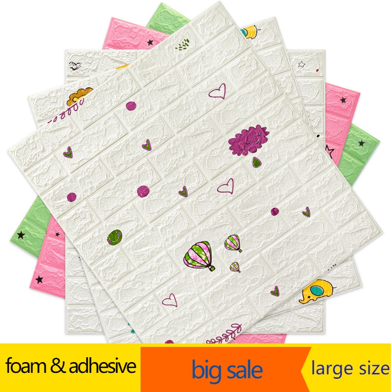 wallpapers Adhesive Wall Paper Foam 3D Dinding Wallpaper Brick Stickers ...