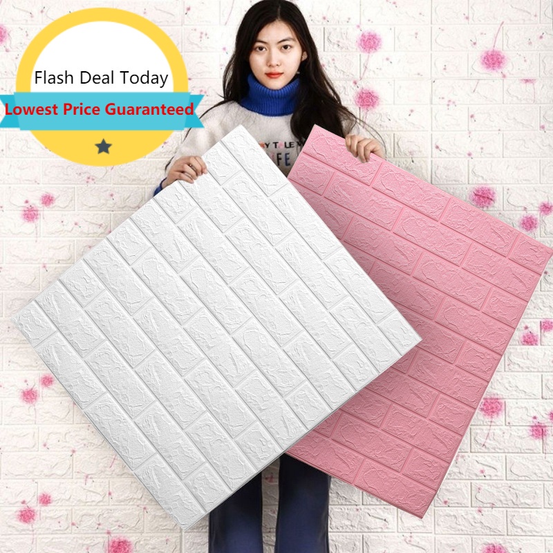wallpapers Adhesive Wall Paper Foam 3D Dinding Wallpaper Brick Stickers ...