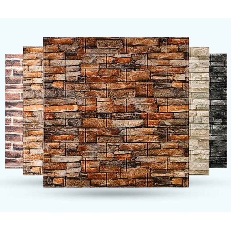 wallpapers Adhesive Wall Paper Foam 3D Dinding Wallpaper Brick Stickers ...
