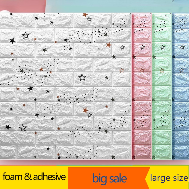 wallpapers Adhesive Wall Paper Foam 3D Dinding Wallpaper Brick Stickers ...