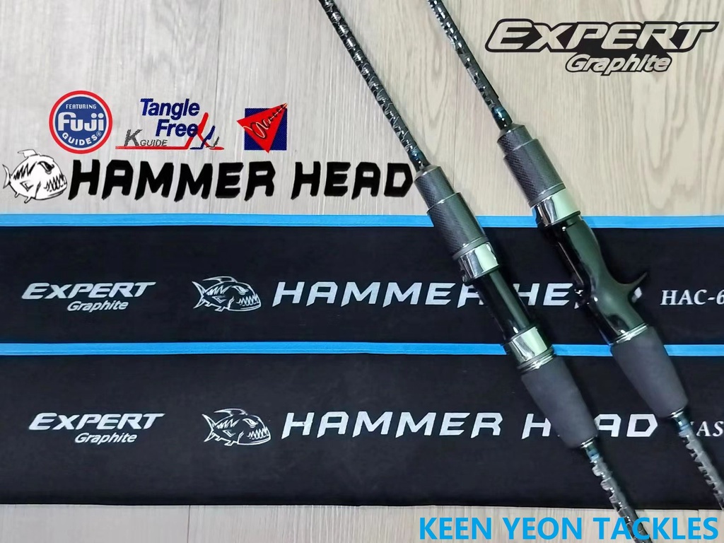 EXPERT GRAPHITE HAMMER HEAD JIGGING ROD (SPINNING/ BAITCASTING/ BC ...
