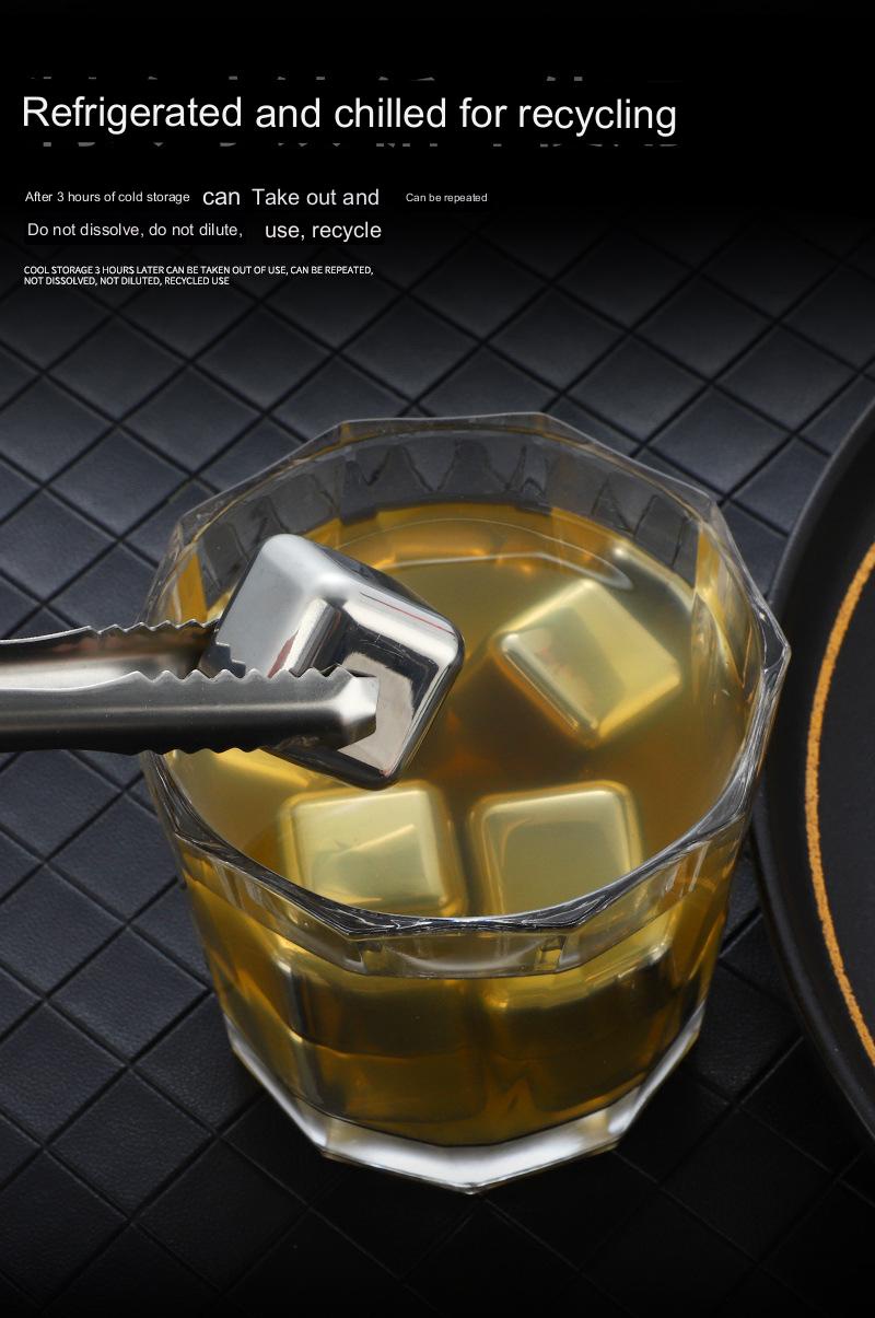 CK Ice Cubes Freezing Reusable Metal Chilling Stones Stainless Steel ...