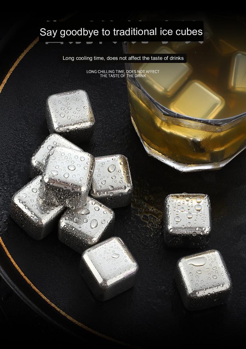 CK Ice Cubes Freezing Reusable Metal Chilling Stones Stainless Steel ...