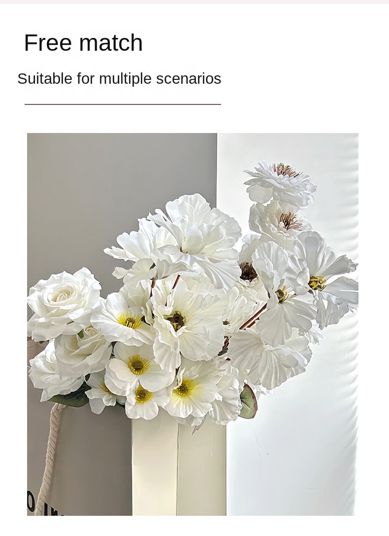 White Series Artificial Flowers White Theme Hydrangea Roses Wedding ...